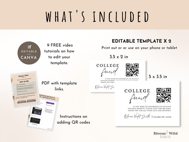 Graduation Party Invitation Insert, Graduation QR Code, College Fund ...