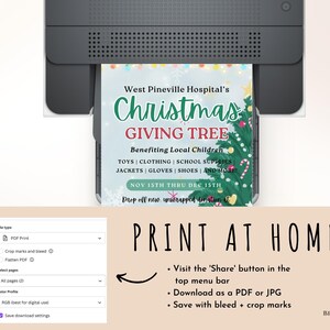 Christmas Giving Tree Flyer Template, Editable Winter Event W/ QR Code ...