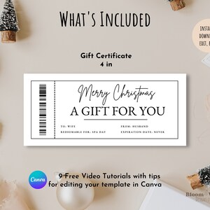 Christmas Gift Voucher Template Canva, Printable Christmas Coupon ...