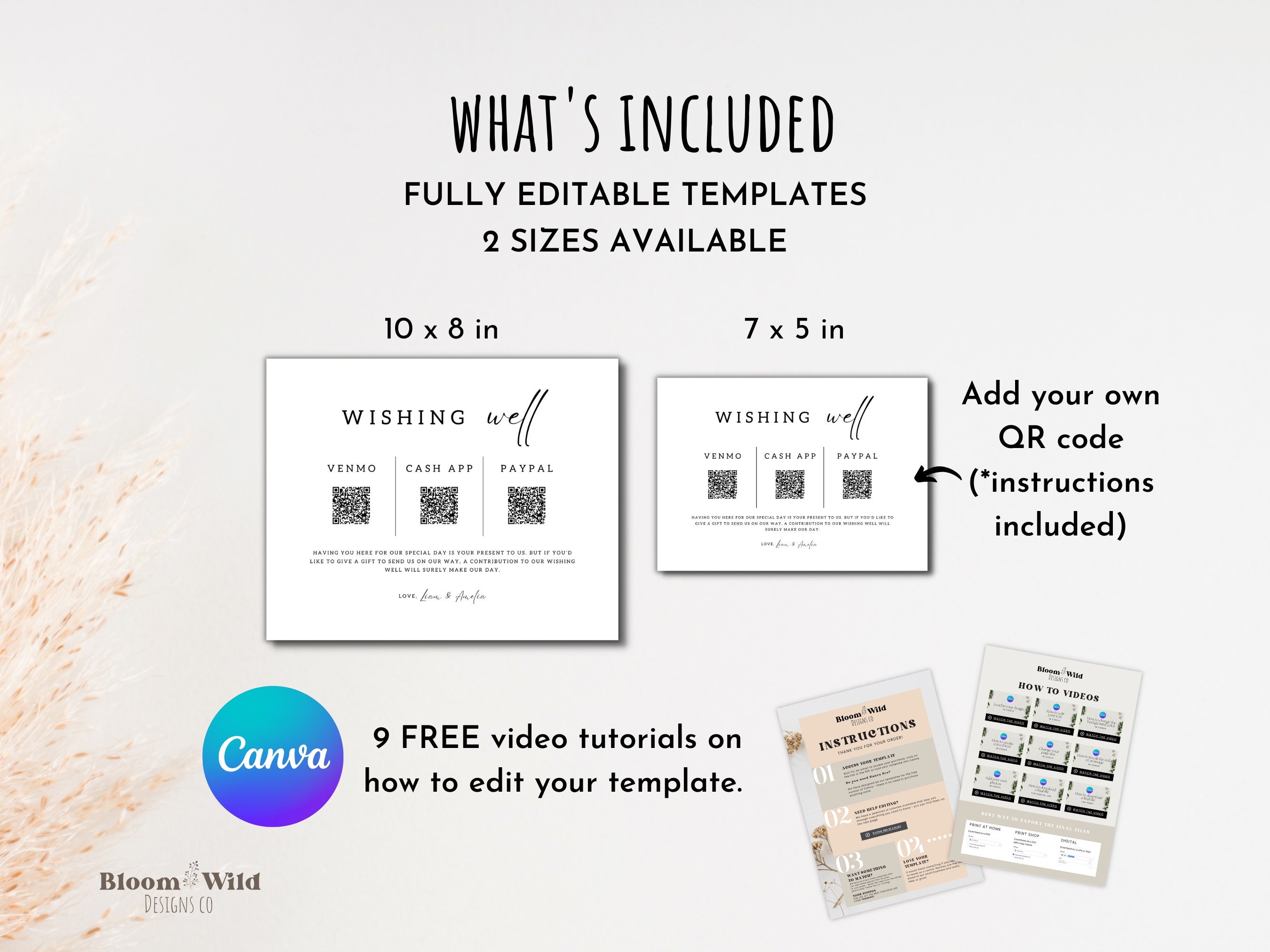 Wedding Wishing Well Qr Code Canva, Honeymoon Fund 3 QR Codes Download ...