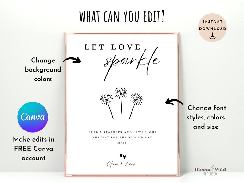 Wedding Send off Sign Canva Sparkler Send off Sign Printable - Etsy