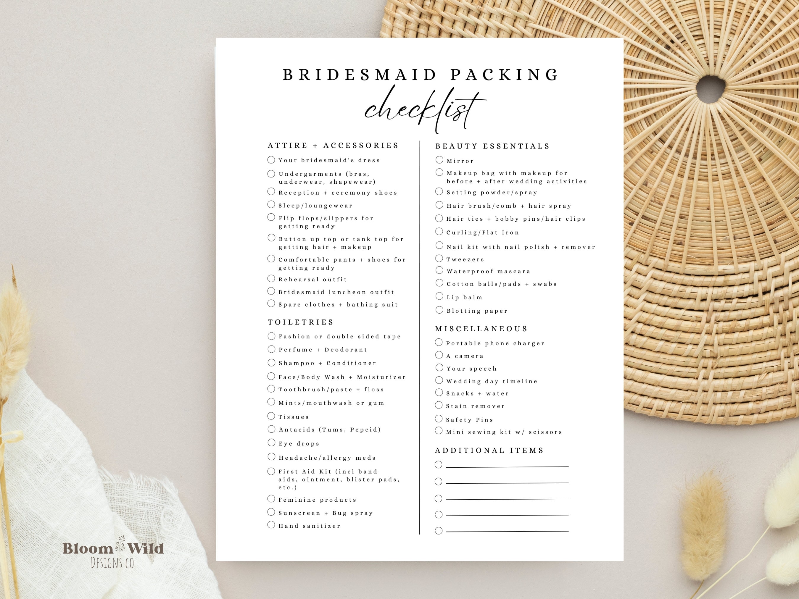 Bridesmaid Wedding Packing Checklist, Maid of Honor Packing List ...