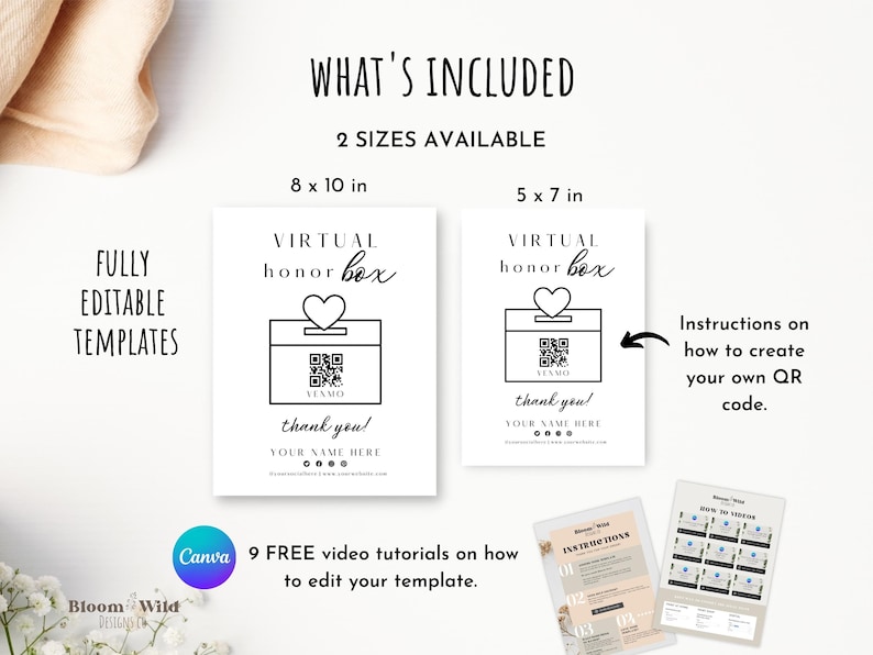 Virtual Honor Box, Charity Donation Venmo QR Code Sign, Printable ...