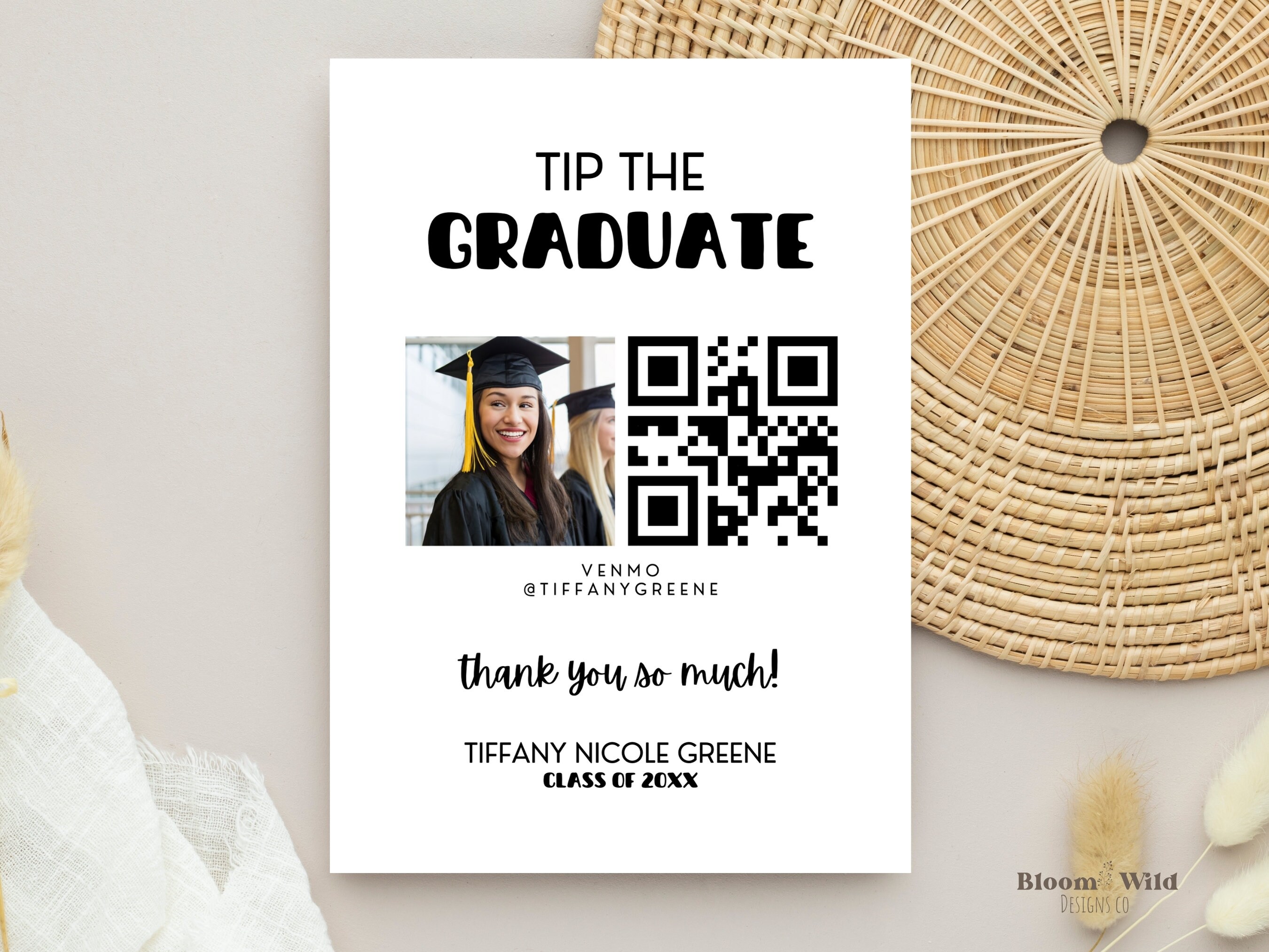 Qr Code for Grad Party, Venmo Qr Code Sign Graduation, College Fund QR ...
