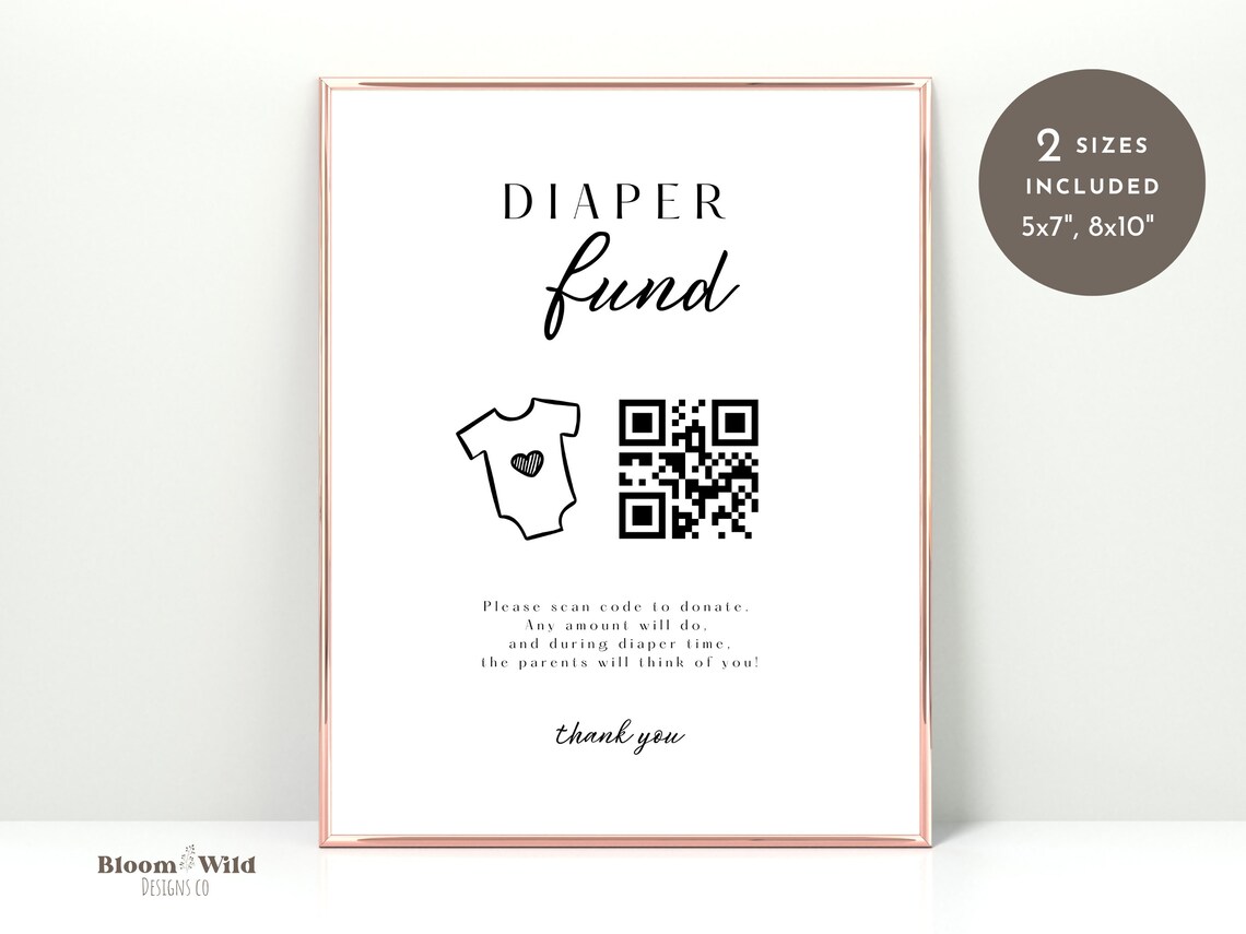 Diaper Fund Sign Canva, Baby Shower Venmo Sign, Printable Minimalist ...