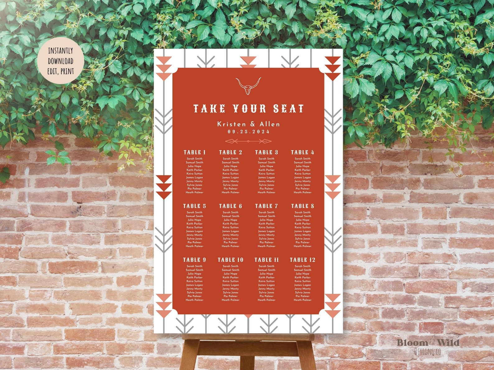 Western Seating Chart Poster Wedding Seating Plan - Etsy