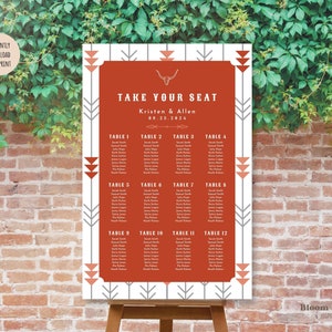 Western Seating Chart Poster, Wedding Seating Plan, Southwestern ...