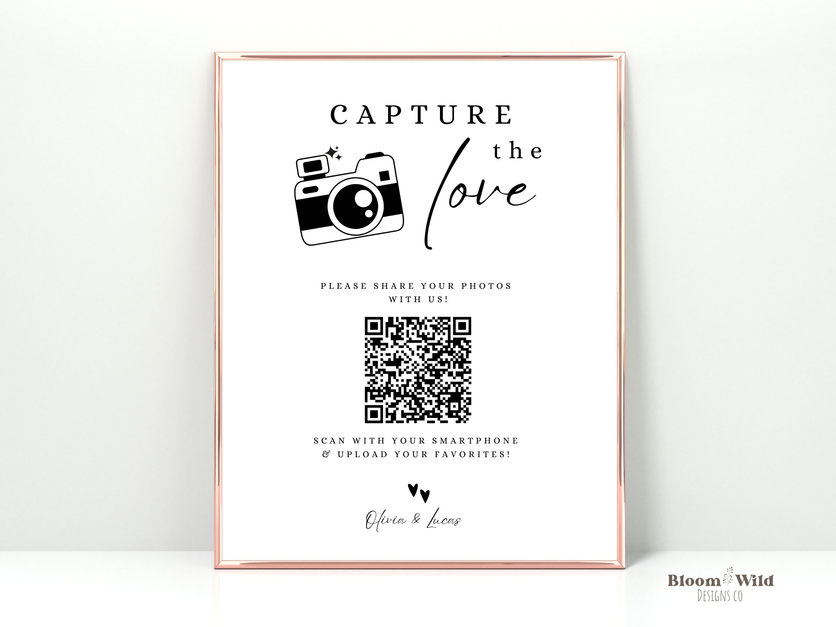 Capture the Love QR Code, Wedding Photo Signs Canva, Share the Love ...