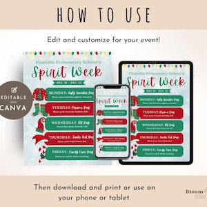 Christmas Spirit Week Flyer, School Christmas Spirit Week Canva ...