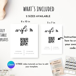 Wifi Sign QR Code Canva, Wifi Password QR Code Sign, Wifi Qr Code Sign ...