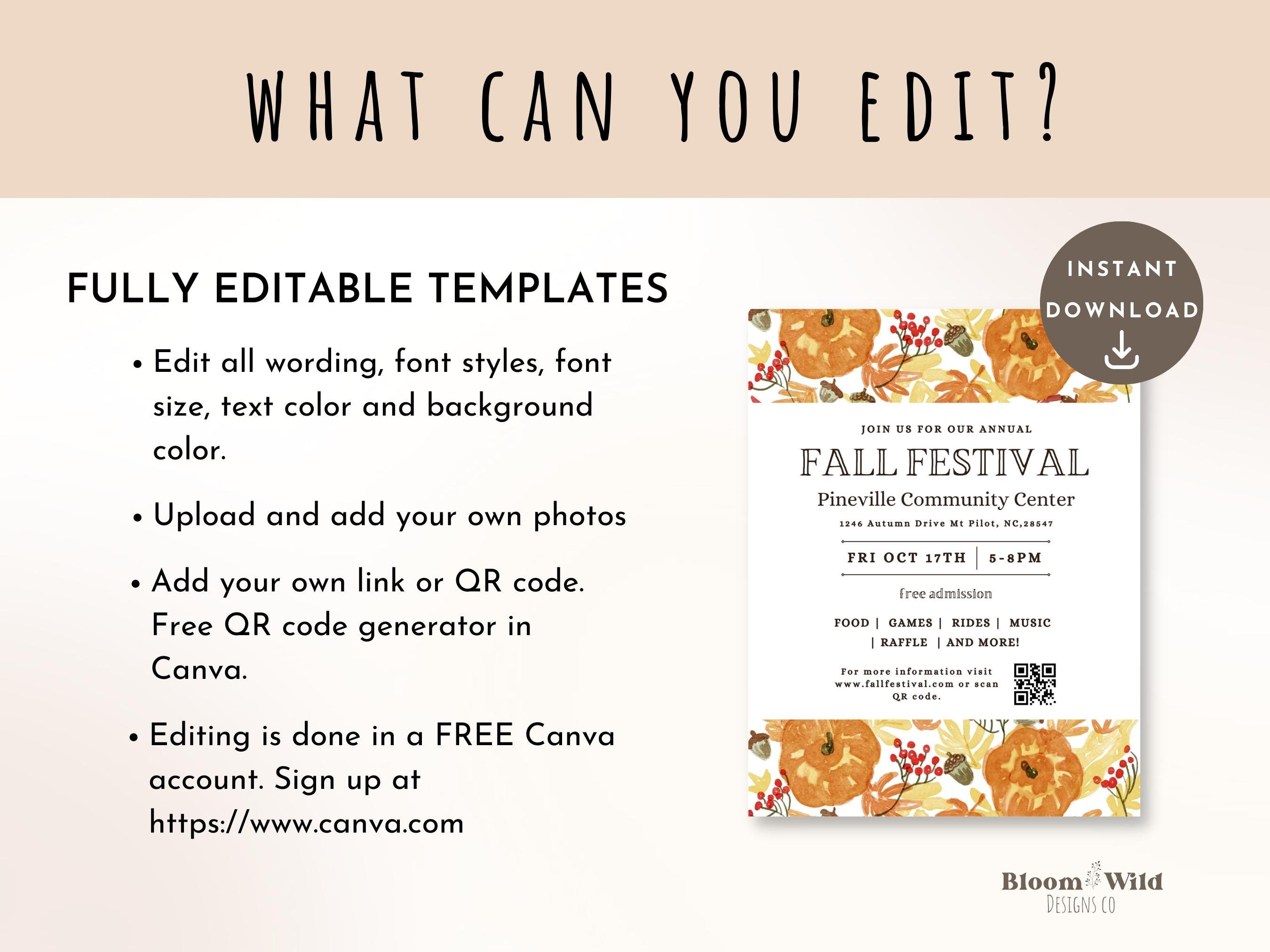 Fall Festival Invitation Templates, Pumpkin Festival Flyer Canva ...