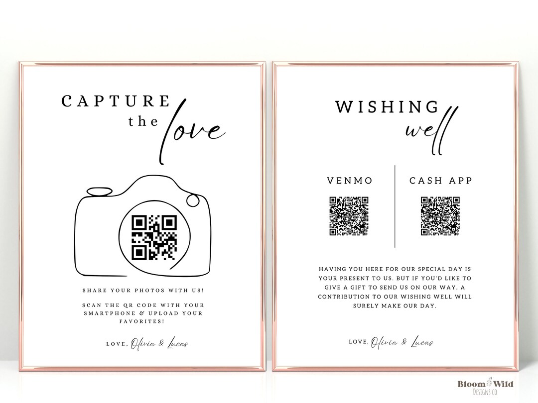 Capture the Love Qr Code Wedding Card & Wishing Well With Qr Code Sign ...