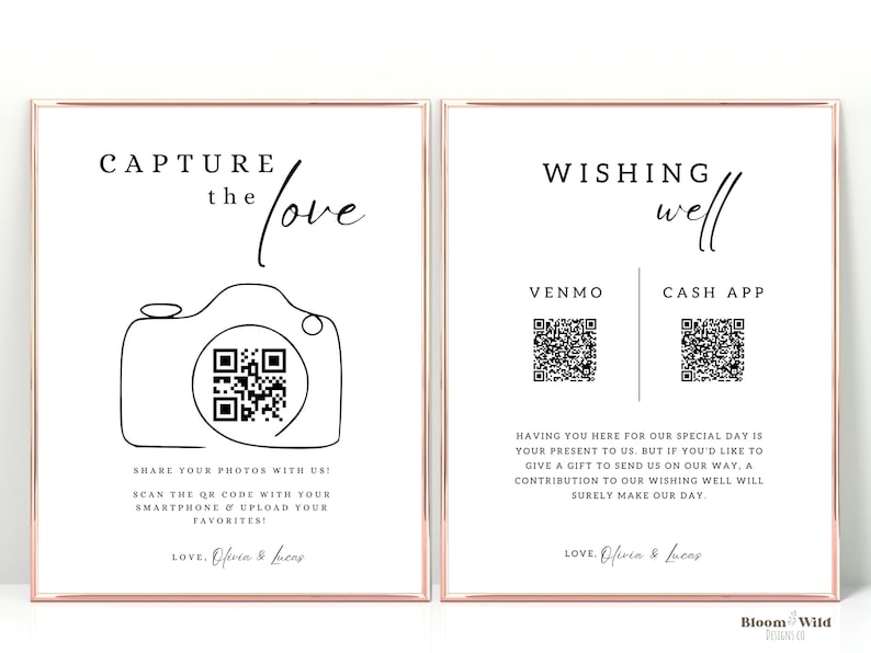Capture the Love Qr Code Wedding Card & Wishing Well With Qr Code Sign ...