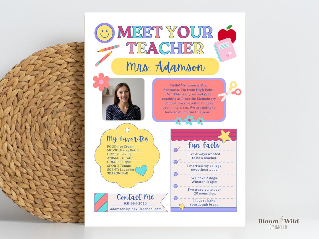 Get to Know the Teacher Printable, Editable Teacher Favorite Things ...
