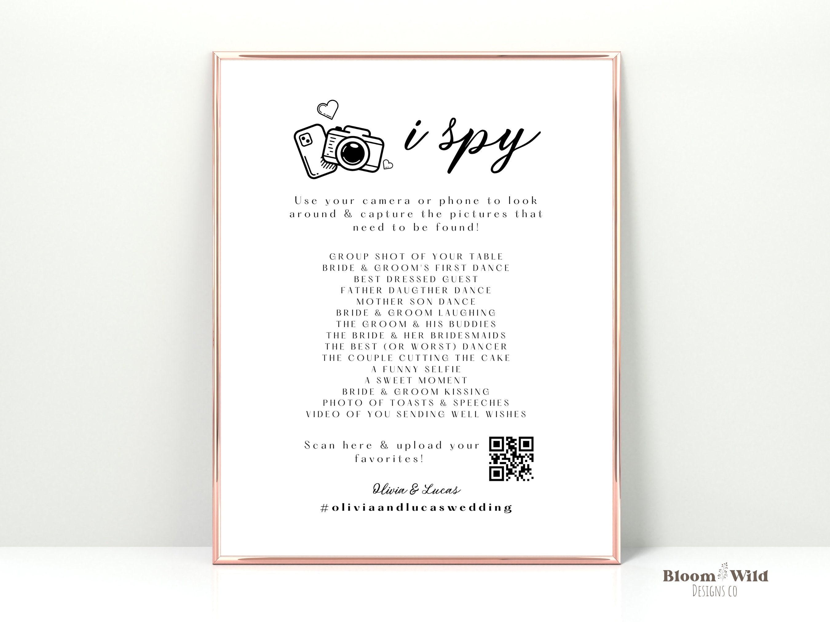 I Spy Wedding With QR Code Template, I Spy Wedding Game Hashtag ...