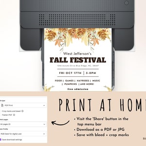 Fall Festival Flyer Canva, Editable Fall Festival Invitation, Harvest ...