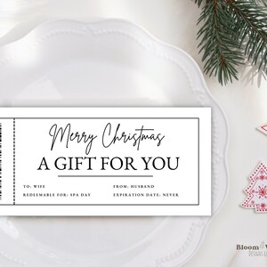 Christmas Gift Voucher Template Canva, Printable Christmas Coupon ...