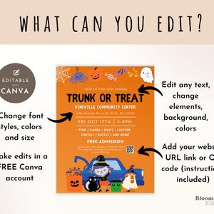Trunk or Treat Flyer Digital Download Editable, Fall Festival Trunk or ...