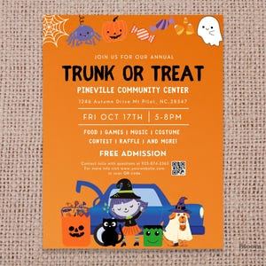Trunk or Treat Flyer Digital Download Editable, Fall Festival Trunk or ...