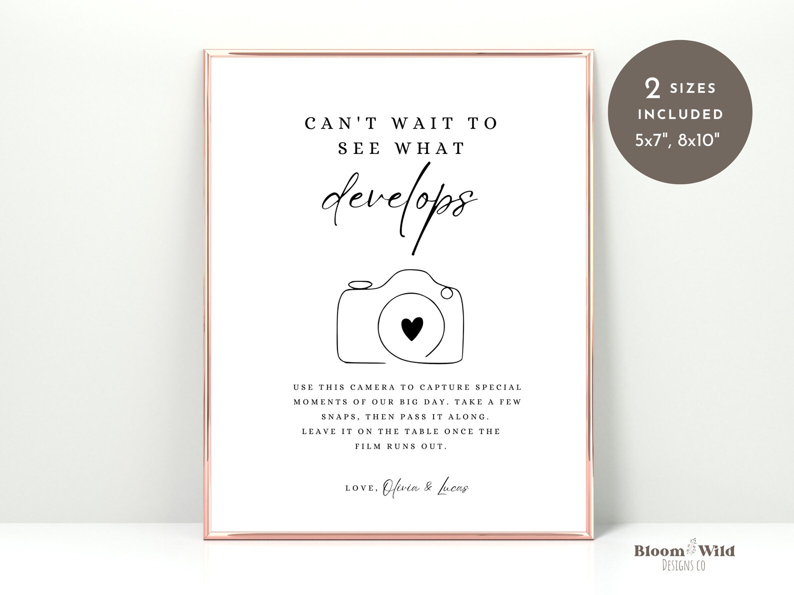 Wedding Disposable Camera Sign, Can't Wait to See What Develops ...