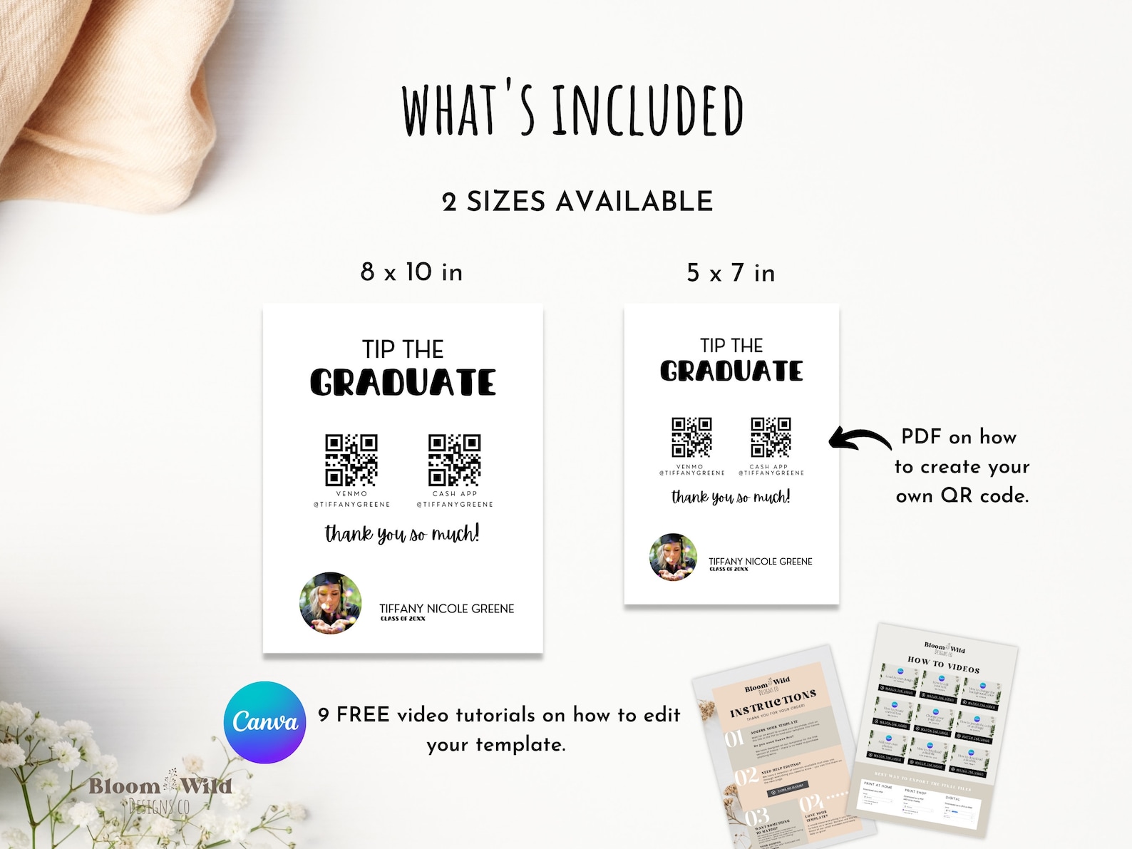 Graduation Gift Sign, Tip the Graduate Template, Graduation QR Code ...