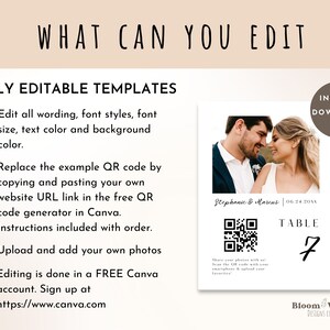 Wedding Table Numbers With Qr Code, Photo Qr Code Share the Love, Qr ...