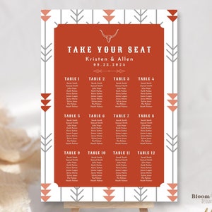 Western Seating Chart Poster, Wedding Seating Plan, Southwestern ...