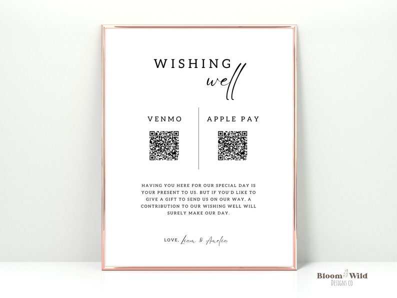 Wedding Qr Code Wishing Well Modern Wedding Cash Registry - Etsy