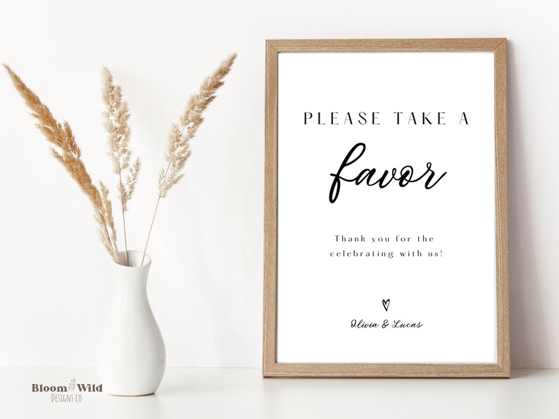 Favors Please Take One Sign Canva Wedding Favor Sign - Etsy