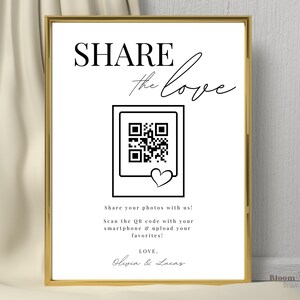Share the Love Qr Code Wedding, Qr Code Wedding Photo Album Sign, QR ...