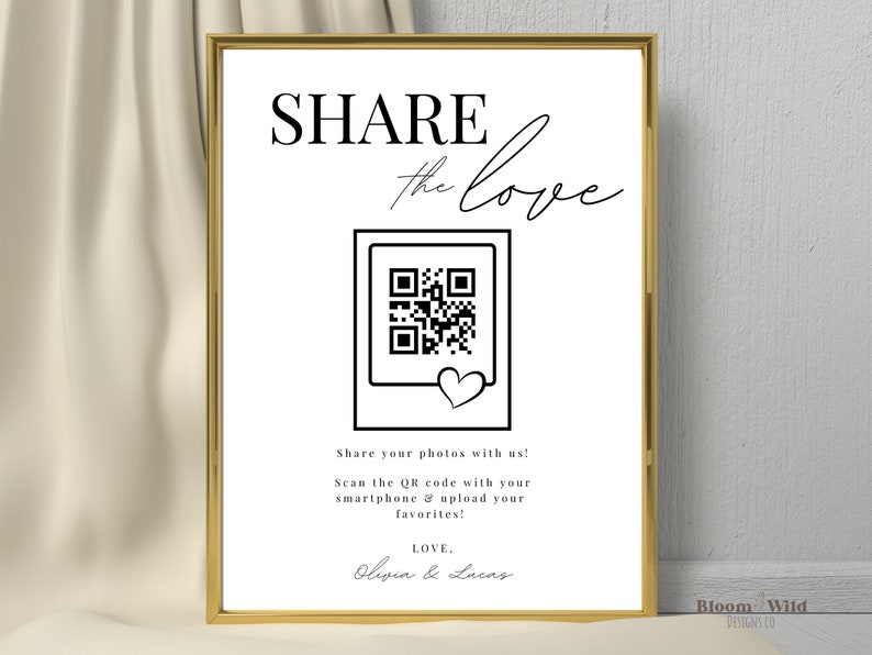 Share the Love Qr Code Wedding, Qr Code Wedding Photo Album Sign, QR ...