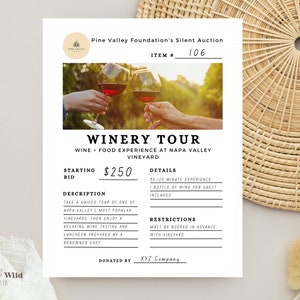 Silent Auction Item Description Sheet, Printable Silent Auction ...