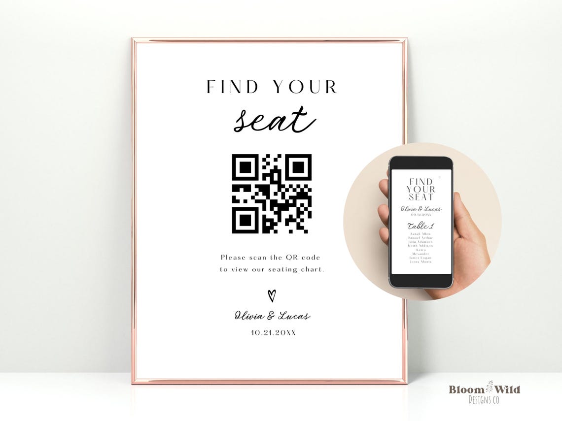 Wedding Seating Chart With Qr Code, Qr Code for Wedding Seating Chart ...