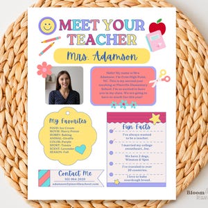 Get to Know the Teacher Printable, Editable Teacher Favorite Things ...