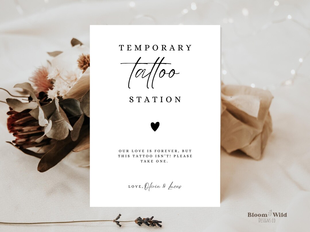 Temporary Tattoo Station Wedding Sign, Tattoo Station Sign Wedding ...