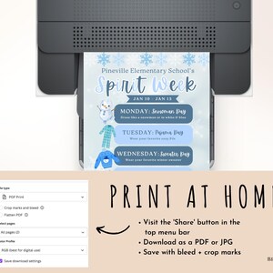 Winter Spirit Week Template, Winter Spirit Week Flyer, Spirit Week ...