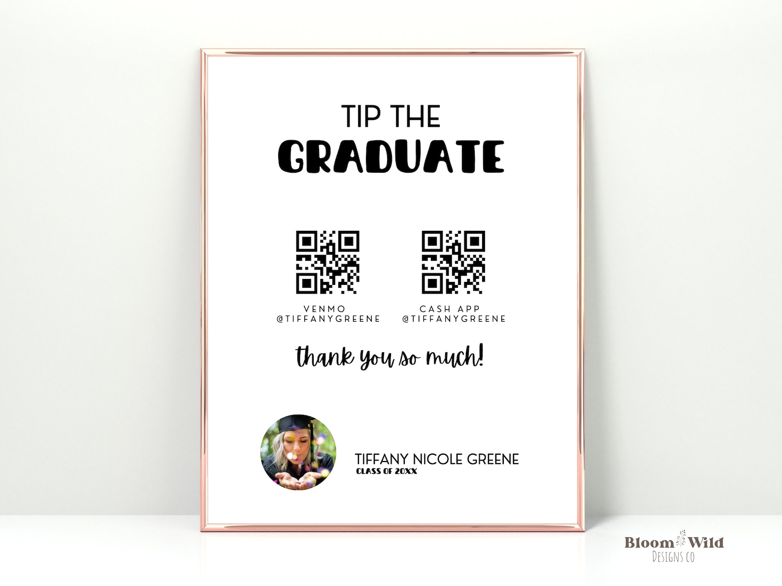 Graduation Gift Sign, Tip the Graduate Template, Graduation QR Code ...