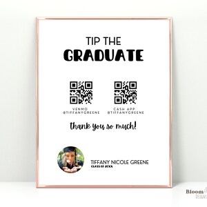 Graduation Gift Sign, Tip the Graduate Template, Graduation QR Code ...