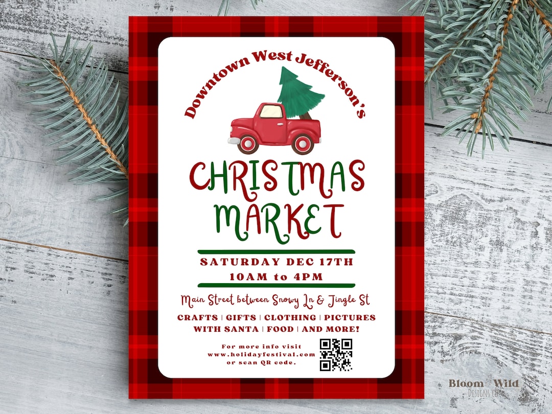 Christmas Event Flyer Template, Digital Christmas Holiday Market ...