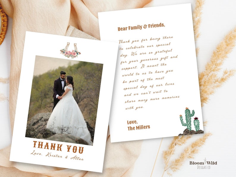 Cowboy Thank You Card Wedding Thank You Note Western Thank - Etsy