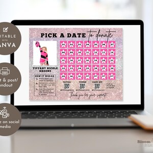 Cheer Fundraiser Template Canva, Pick A Date to Donate Calendar ...