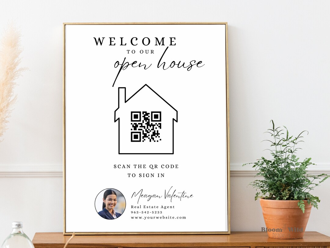 Real Estate Open House Sign in With Qr Code, Open House Welcome Sign ...