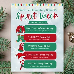 Christmas Spirit Week Flyer, School Christmas Spirit Week Canva ...
