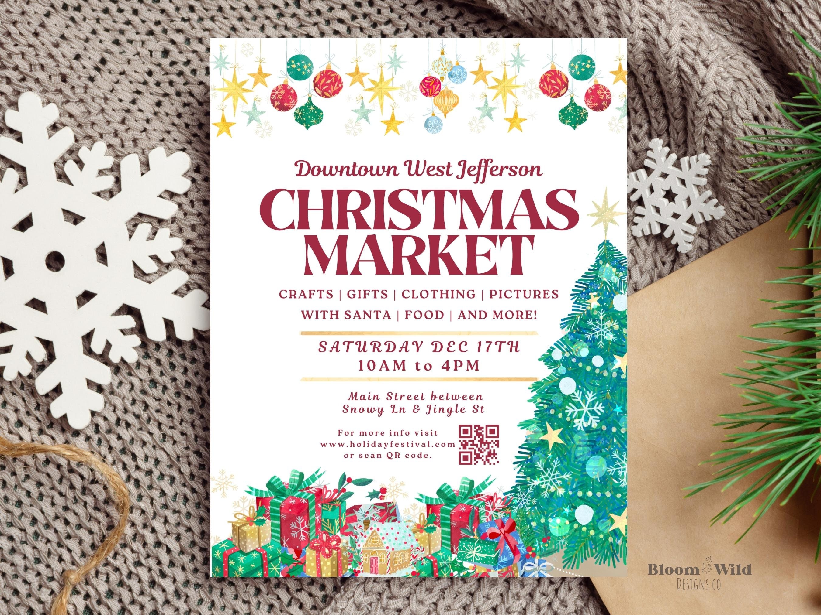 Digital Download Christmas Holiday Market, Christmas Festival Flyer ...