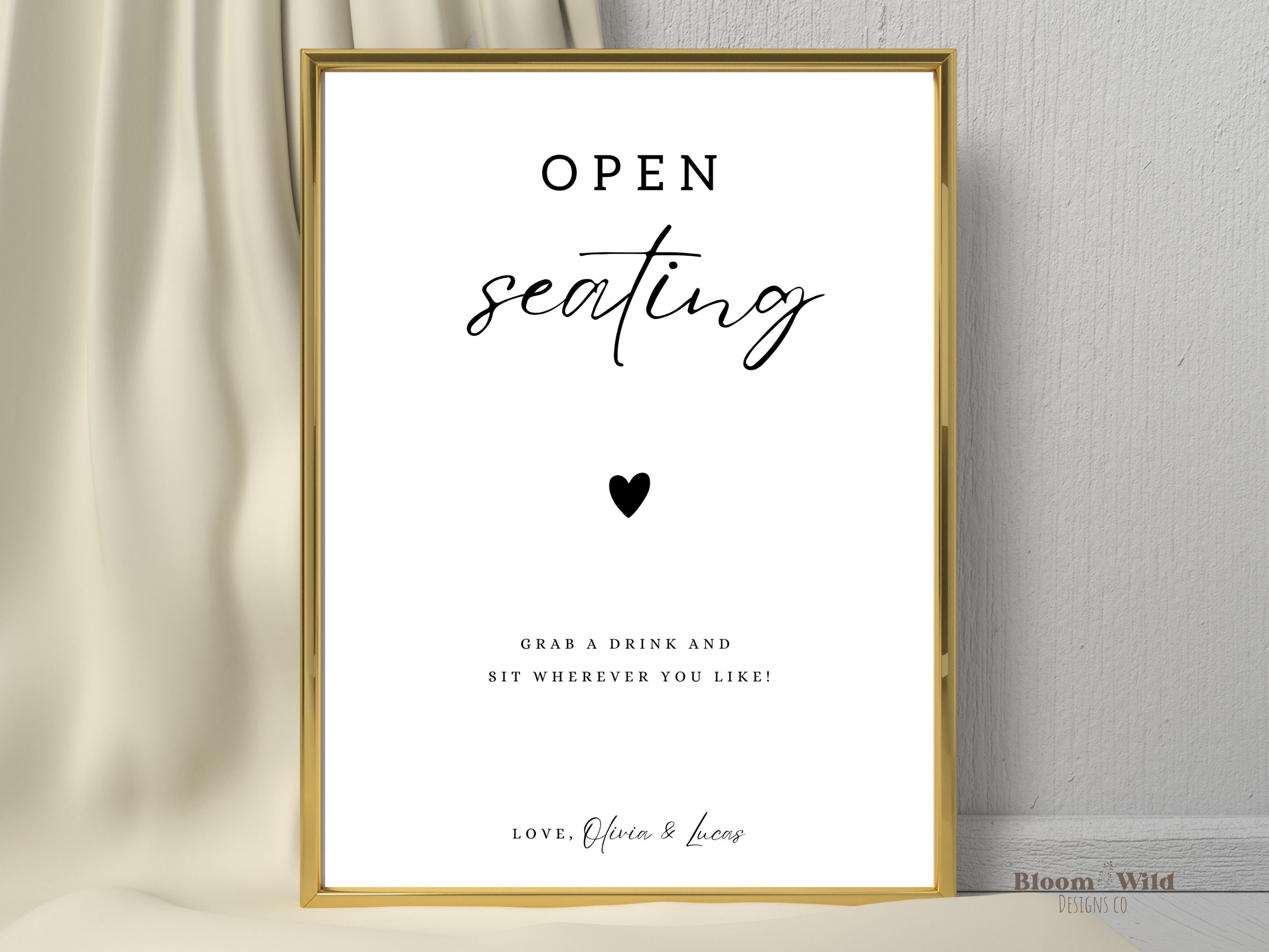 Open Seating Sign Canva Template, Open Seating Reception Sign ...