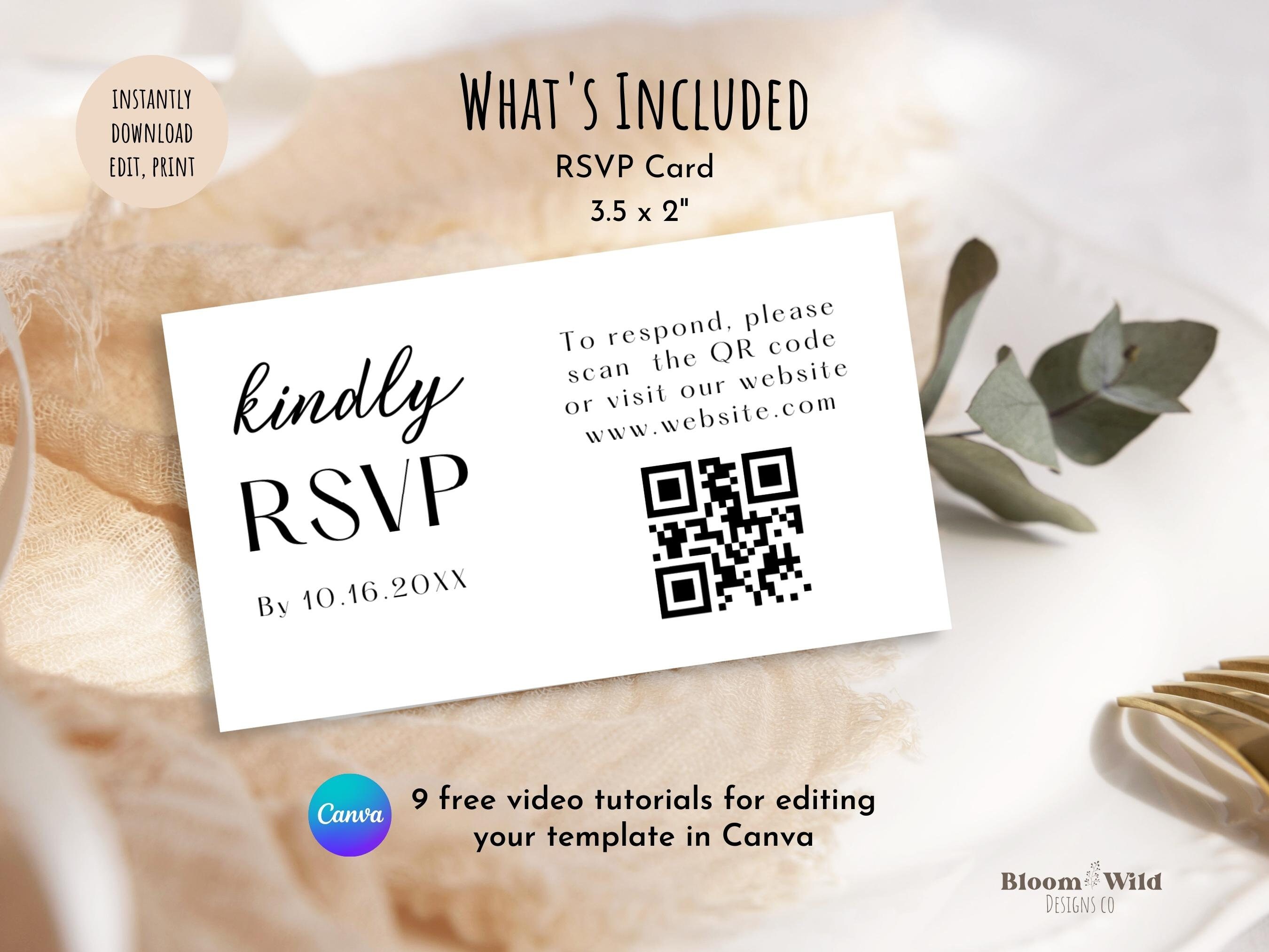 QR Code Response Card, QR Code Business Card Rsvp, Minimalist Wedding ...