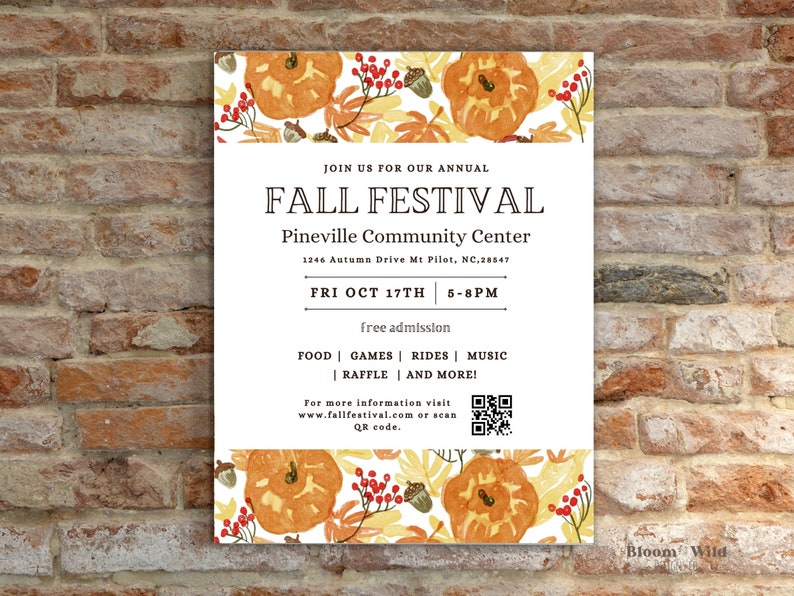 Fall Festival Invitation Templates, Pumpkin Festival Flyer Canva ...