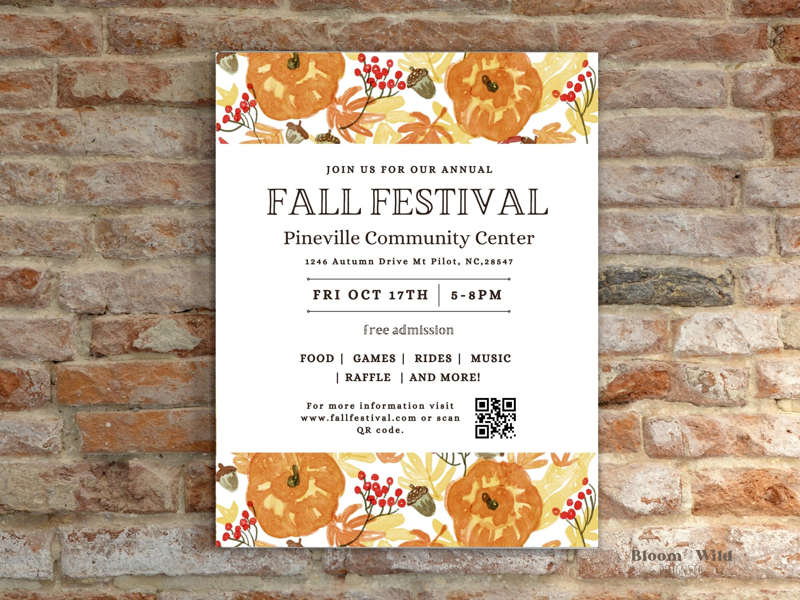 Fall Festival Invitation Templates, Pumpkin Festival Flyer Canva ...