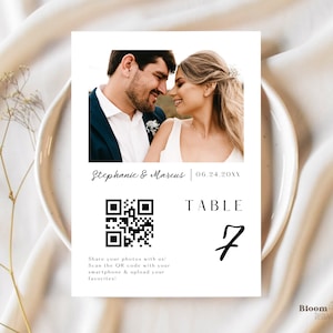 Wedding Table Numbers With Qr Code, Photo Qr Code Share the Love, Qr ...