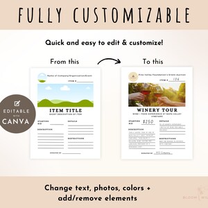 Silent Auction Item Description Sheet, Printable Silent Auction ...